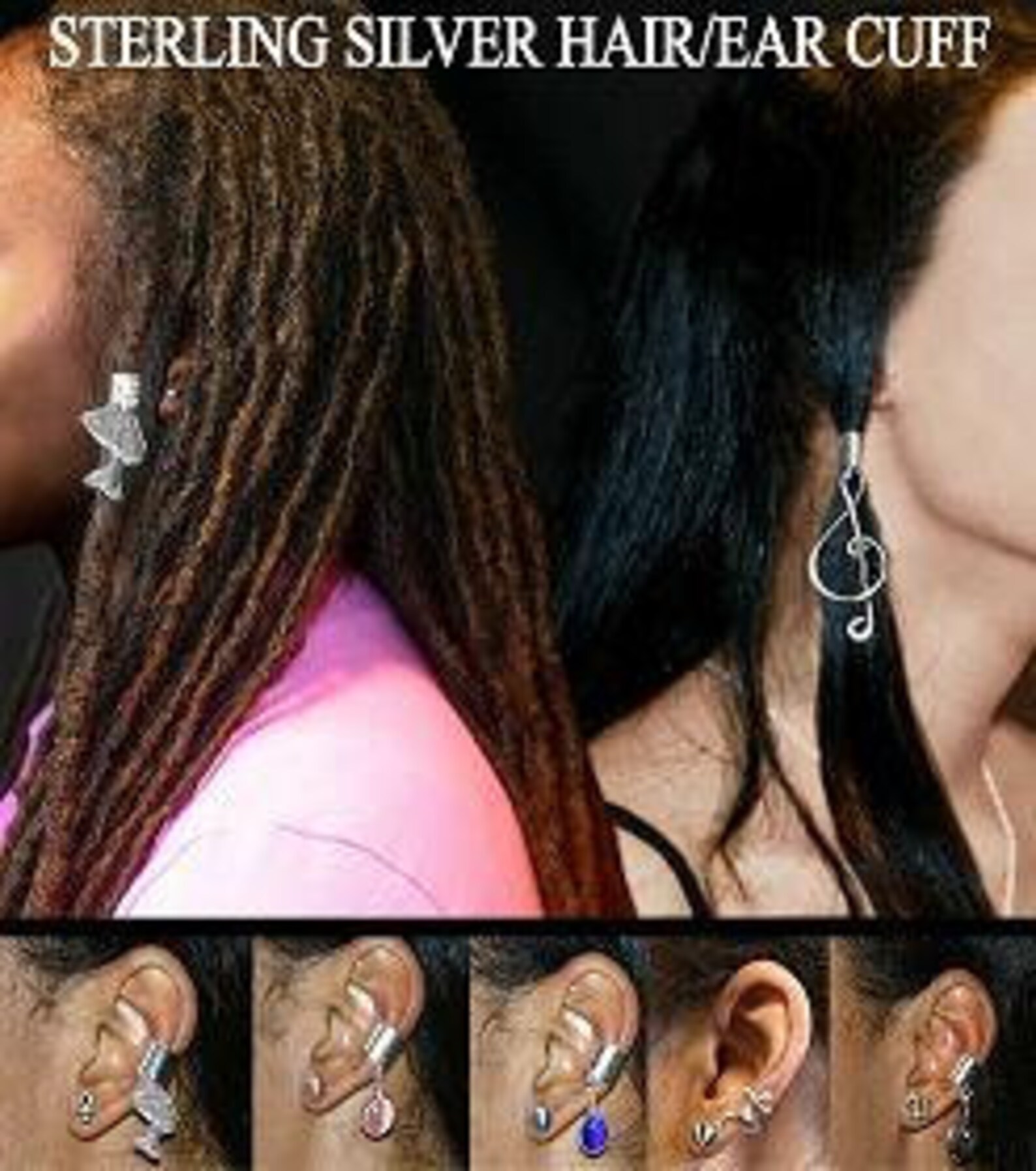 Sterling Silver Music Note Ear Cuff Dreadlock Jewelry | Etsy