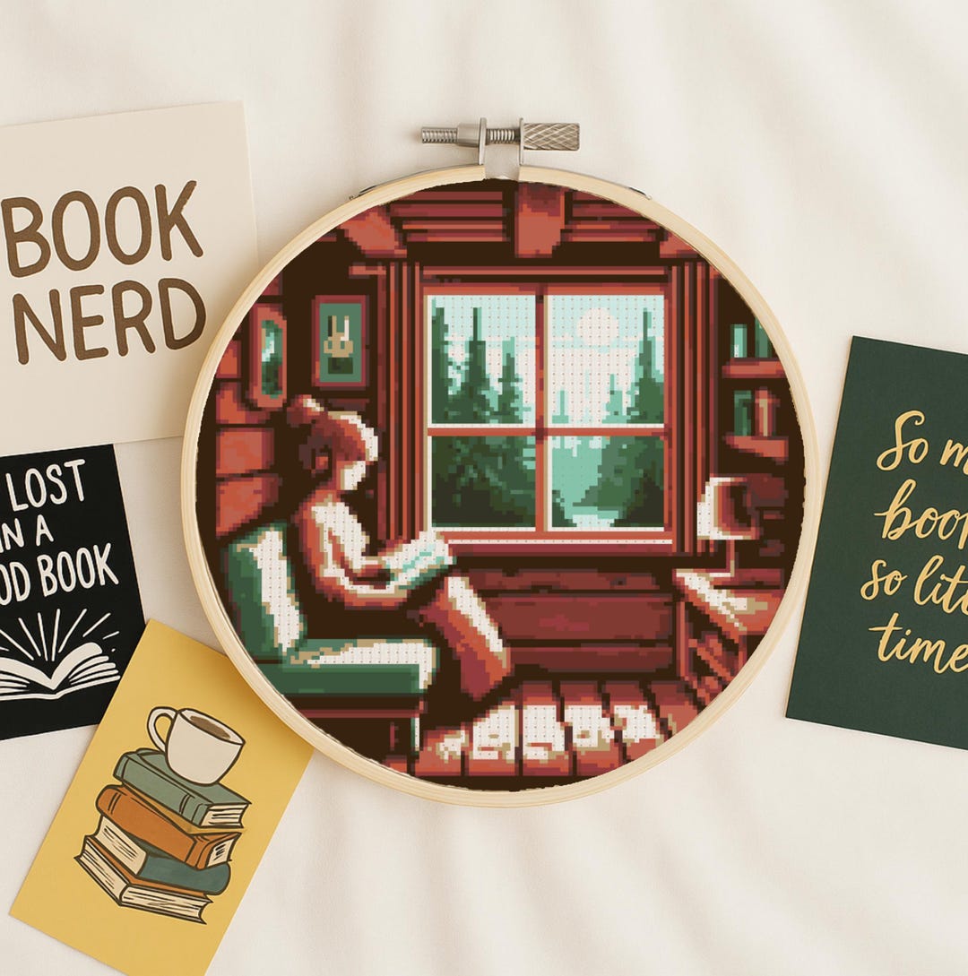 Cozy Reading Cross Stitch Pattern - Bookish Embroidery - PDF Pattern - Etsy