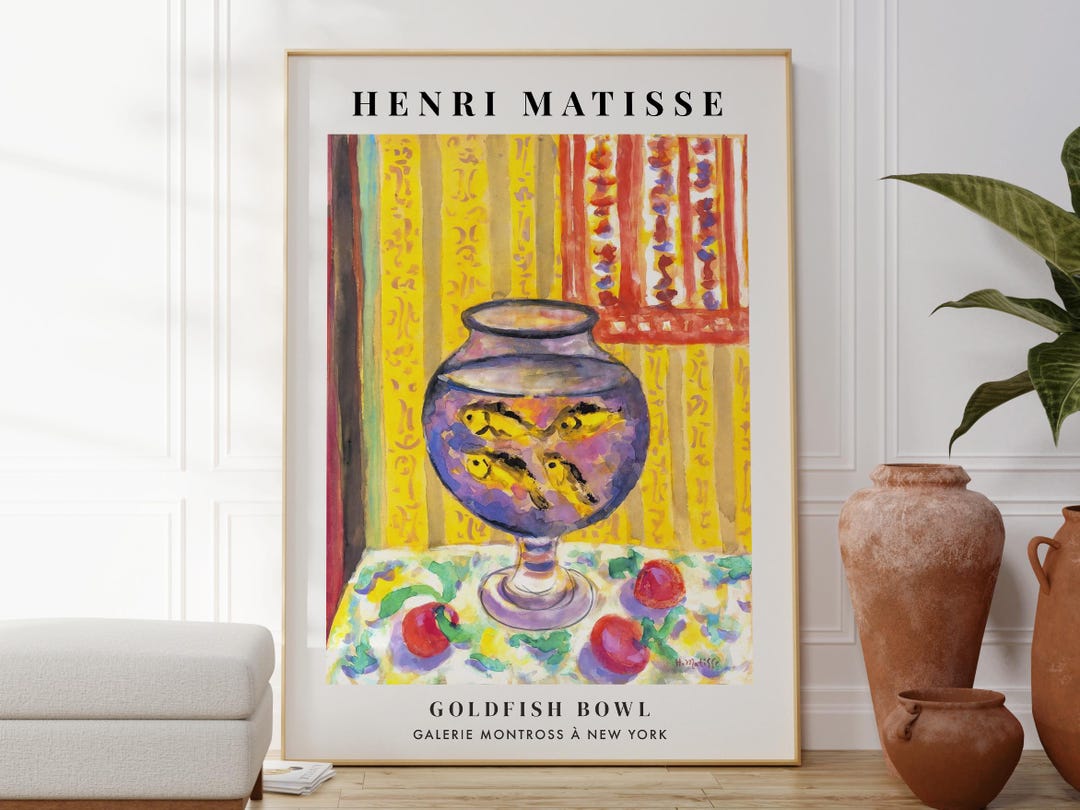 Henri Matisse Gold Fish Bowl Yellow Print, Animal Wall Poster, Still ...