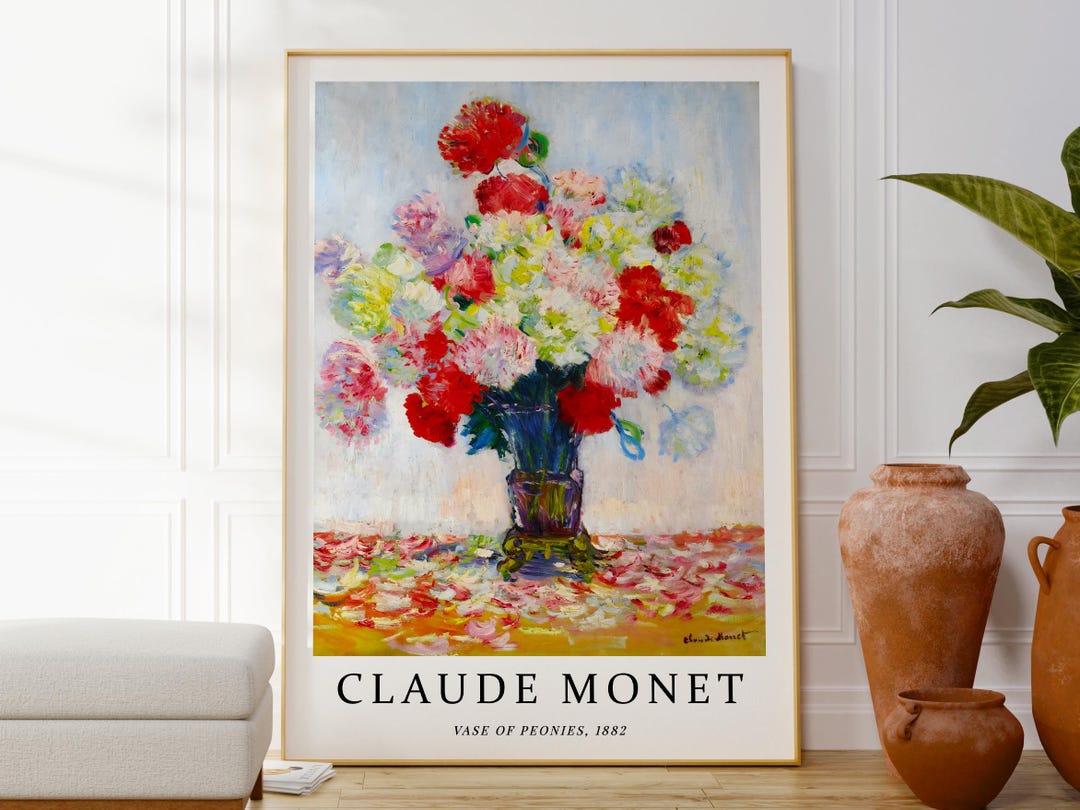 Claude Monet Vase of Peonies Floral Print, Flower Bouquet Poster ...