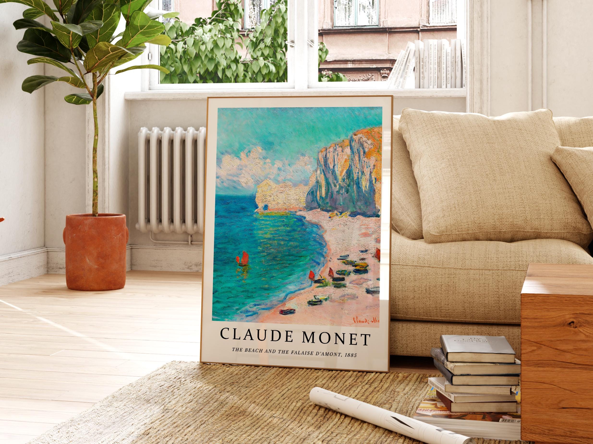 Claude Monet Beach Landscape Poster, Beautiful Seaside Art Print, Blue ...