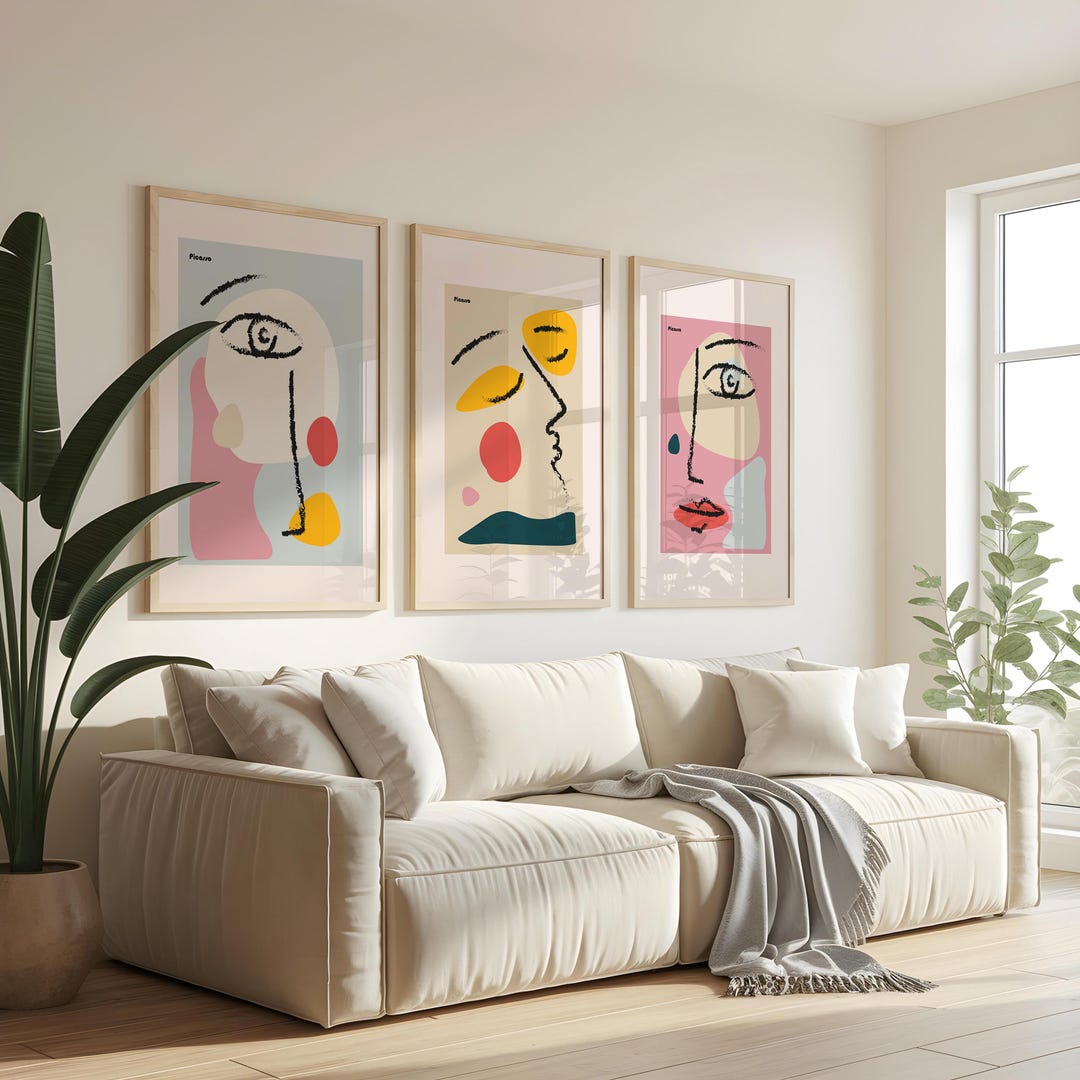 Set of 3 Colourful Picasso Faces Prints – Modern Abstract Art, Vibrant ...