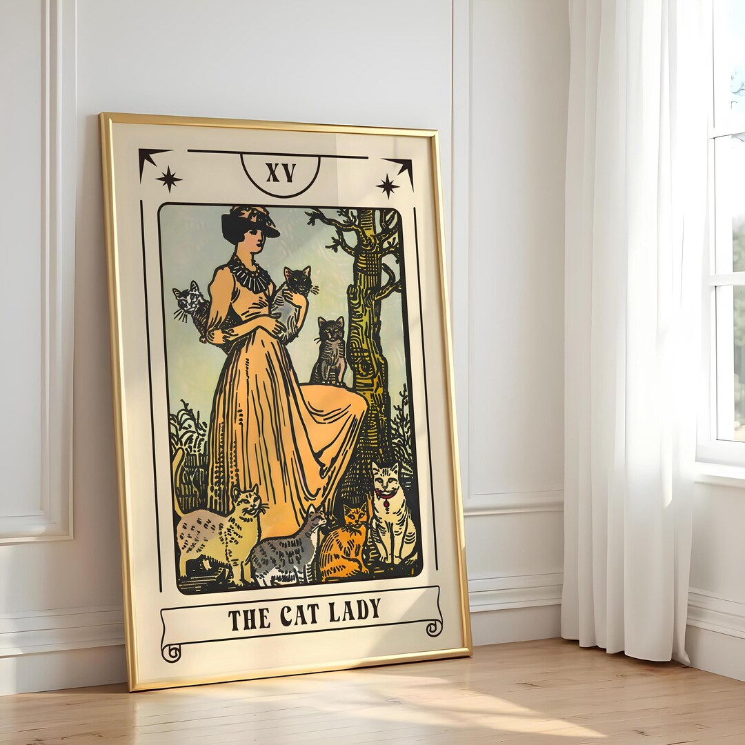 The Cat Lady Tarot Card Print – Modern Cat Illustration, Stylish ...
