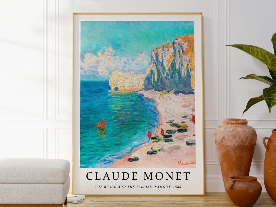 Claude Monet Beach Landscape Poster, Beautiful Seaside Art Print, Blue ...
