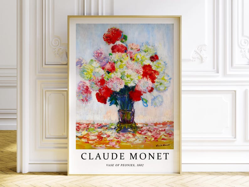 Claude Monet Vase of Peonies Floral Print, Flower Bouquet Poster ...