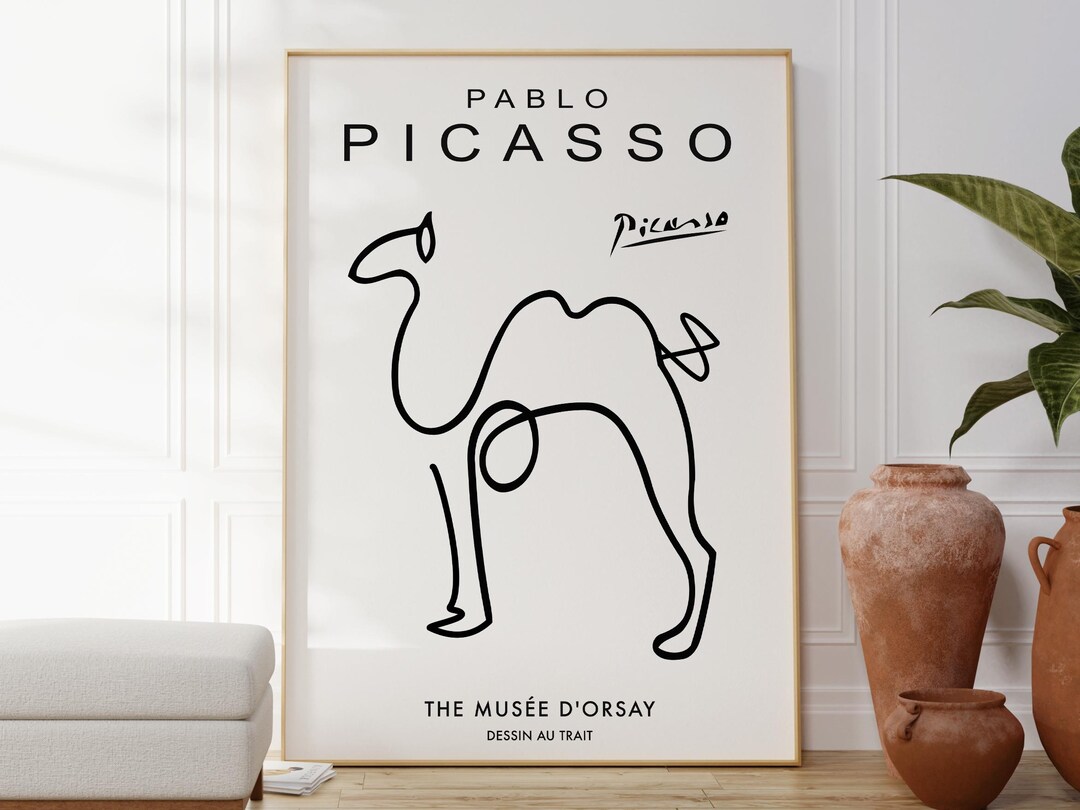 Pablo Picasso Camel Poster, Minimalist One Line Drawing, Contemporary Decor, Abstract Home Wall ...