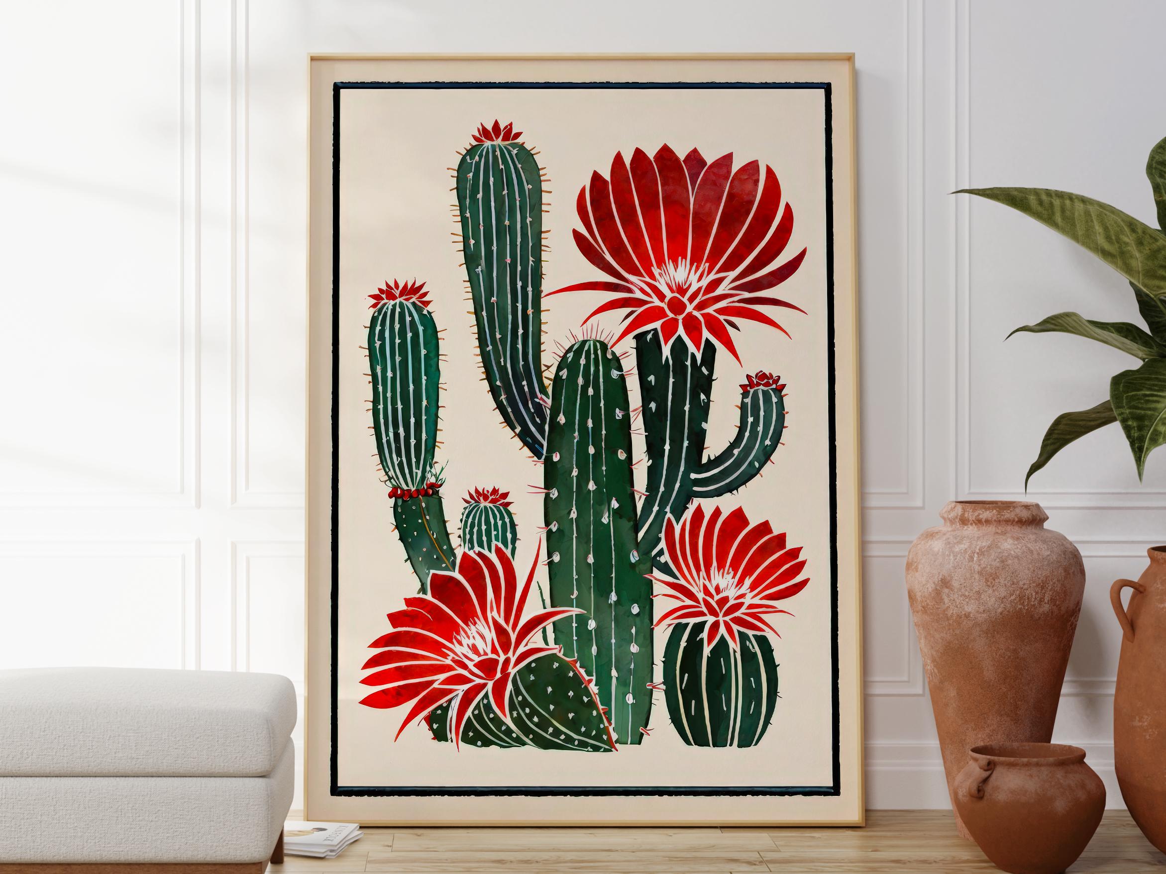 El Maestro Style Minimalist Cactus Print, Desert Cacti Poster, Mexican ...