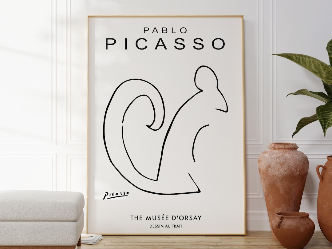 Pablo Picasso Minimalist Monkey Poster, Line Art Drawing, Modern ...