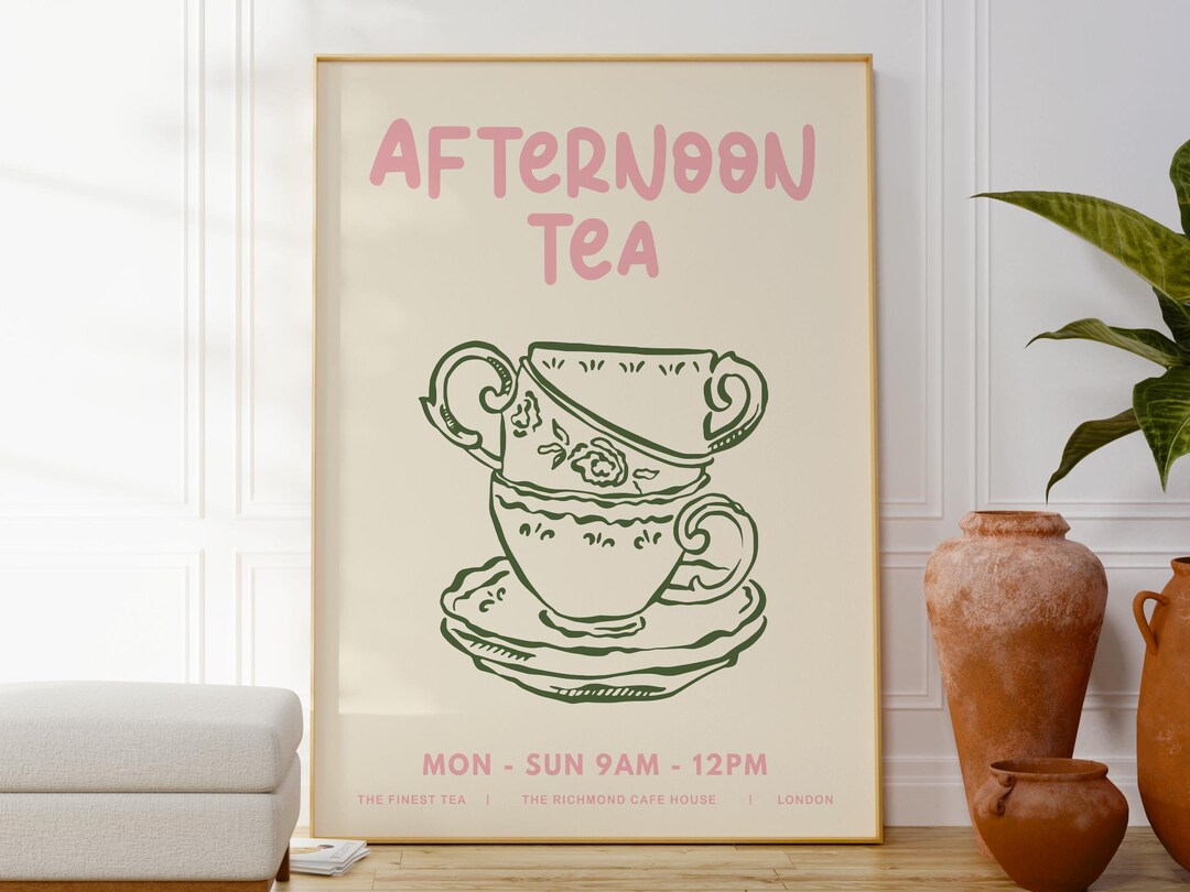 Afternoon Tea Wall Art, Cozy Kitchen Print, Cute Cafe Art, Modern ...