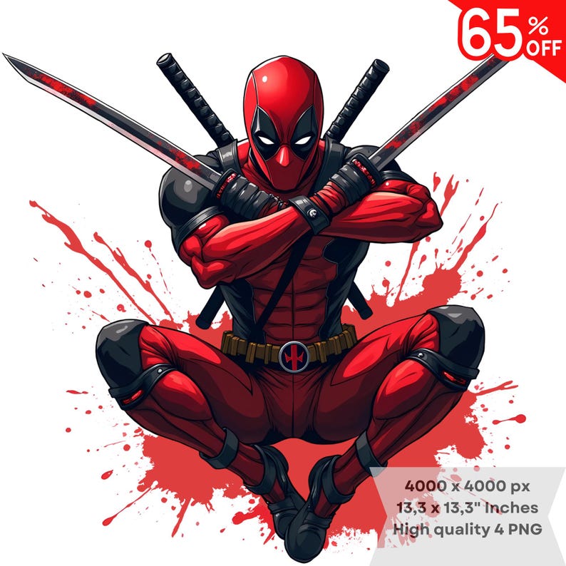 4 PNG Deadpool Art Superhero Png Watercolor Png Sublimation Superhero ...