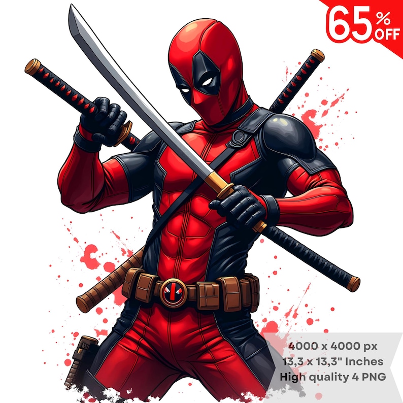 4 PNG Deadpool Art Superhero Png Watercolor Png Sublimation Superhero ...