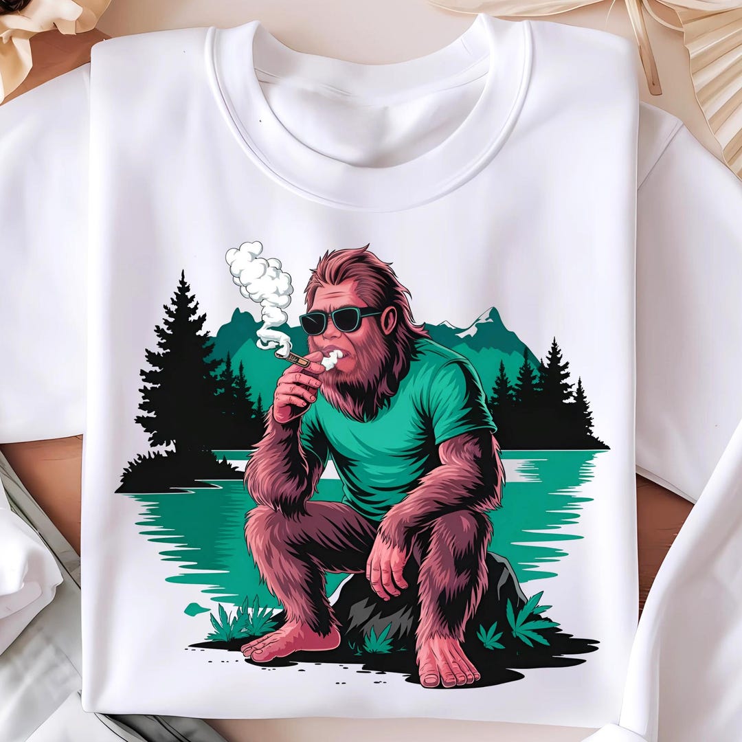 Bigfoot Stoner PNG | 420 Sasquatch Smoking Design | Cannabis Lover PNG ...