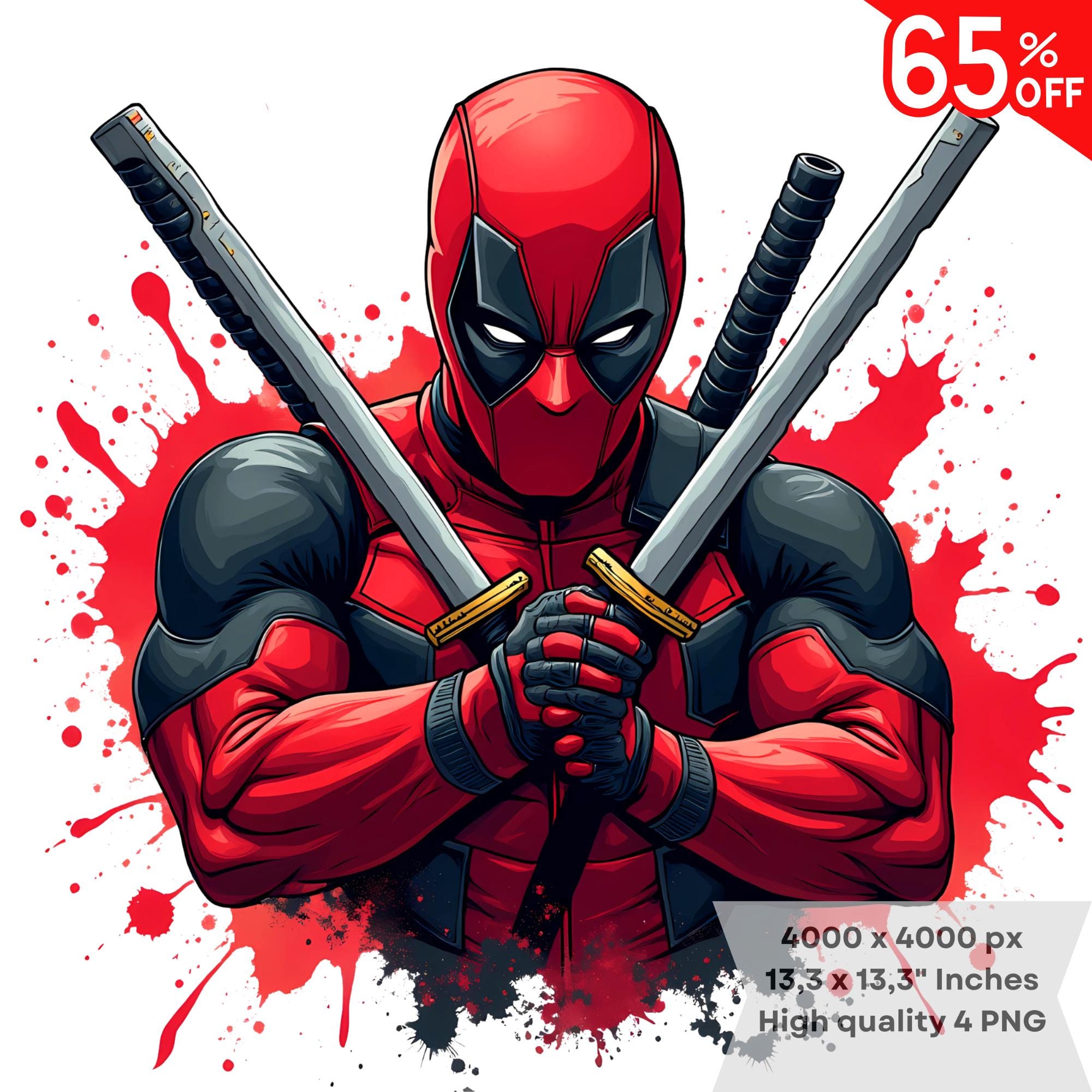 4 PNG Deadpool Art Superhero Png / Acuarela Png Sublimación / Película ...