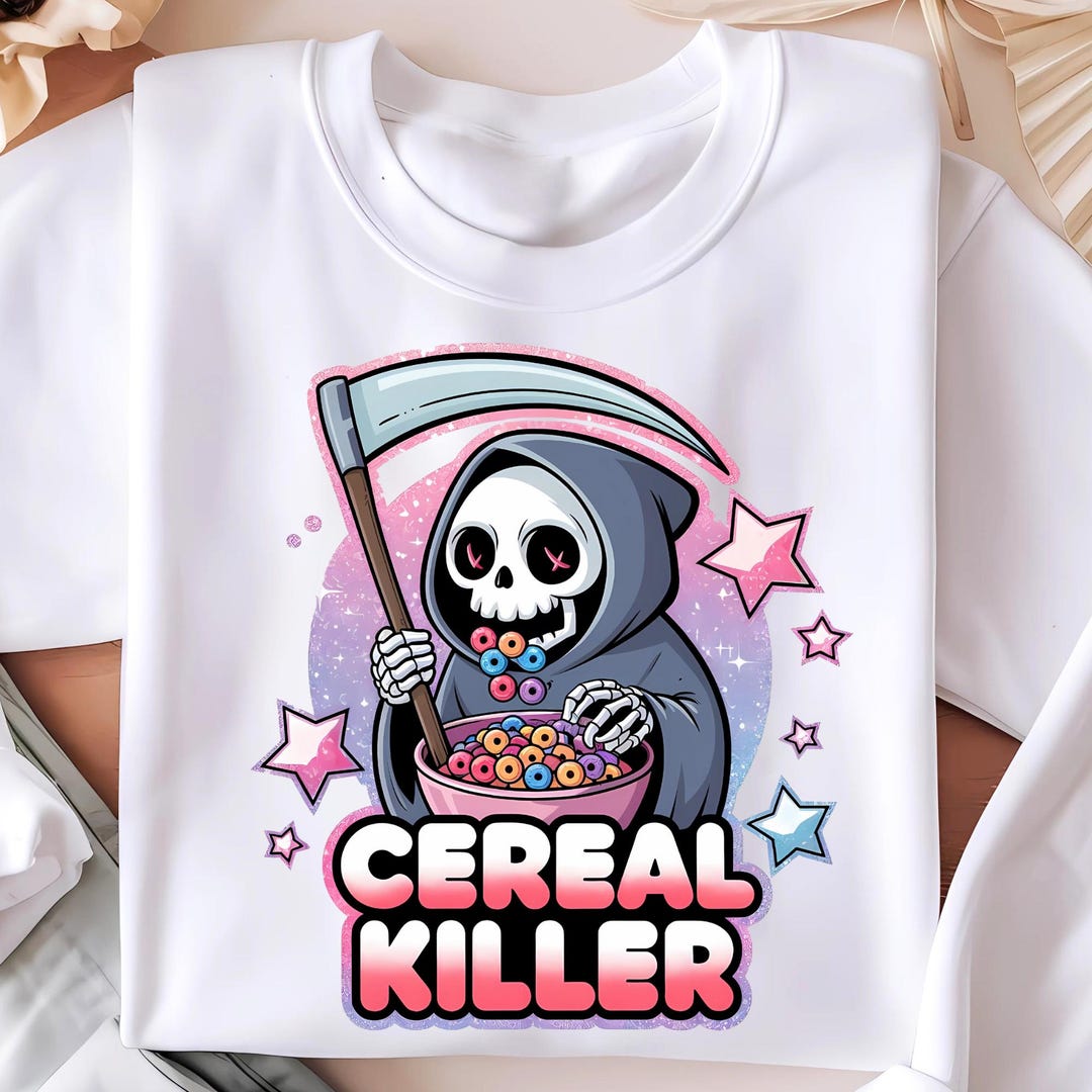 Funny Cereal Killer Png, Sarcastic Skeleton Sublimation Design, Grim ...