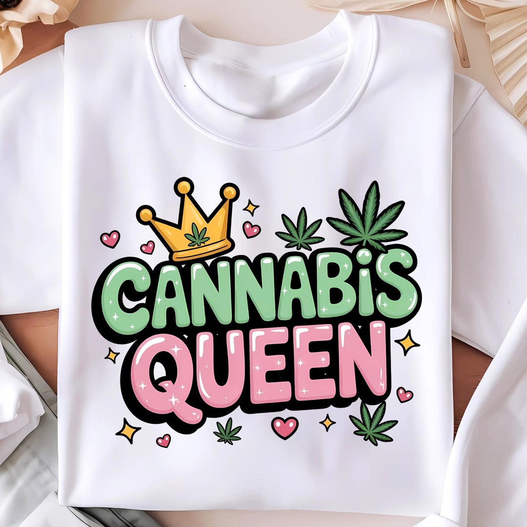 Cannabis Queen PNG | Cute Stoner Girl T-shirt Design | Weed Lover Gift ...