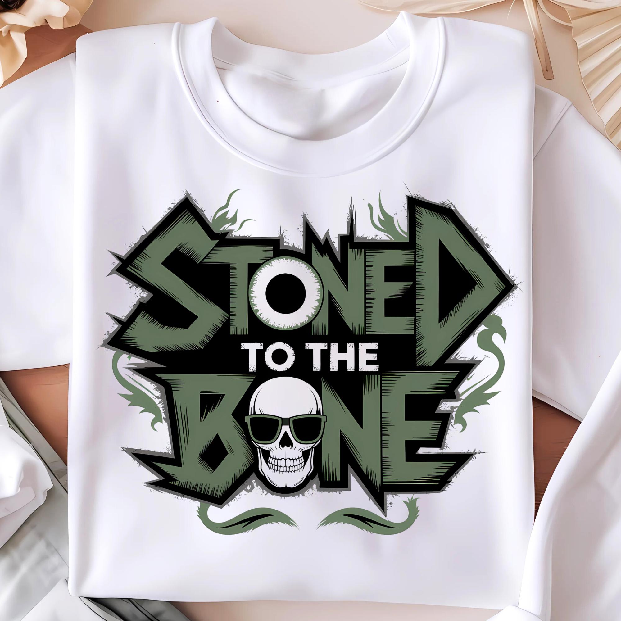 Stoned to the Bone Png Stoner Skull Png T Shirt Print Sublimation Urban ...