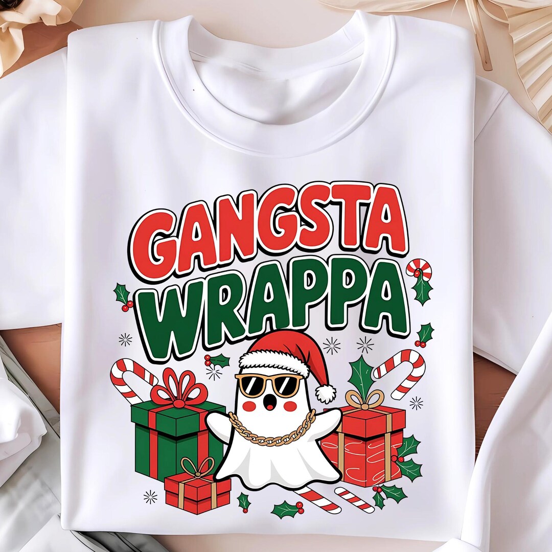 Gangsta Wrappa Png, Retro Santa Png, Christmas Wrapping File, Funny ...