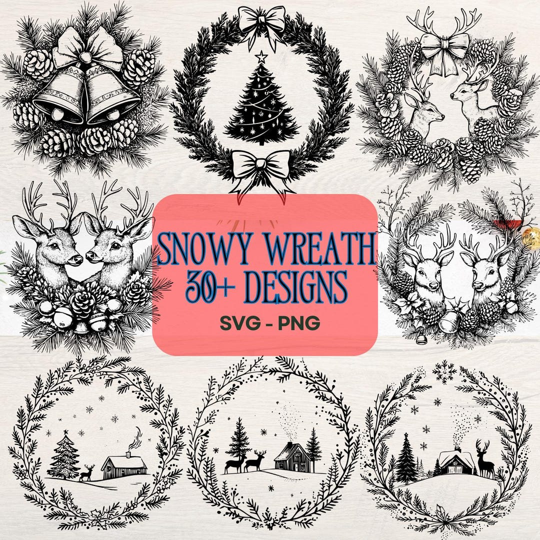 Snowy Wreath SVG Bundle, Laser Cut SVG Glowforge Lightburn Compatible ...