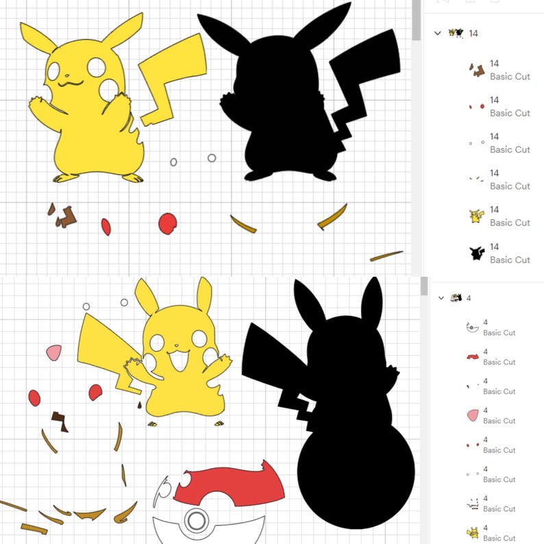 Pikachu Svg Bundle, Pokemon Svg, Pikachu Outline, Pokemon Layered Svg ...