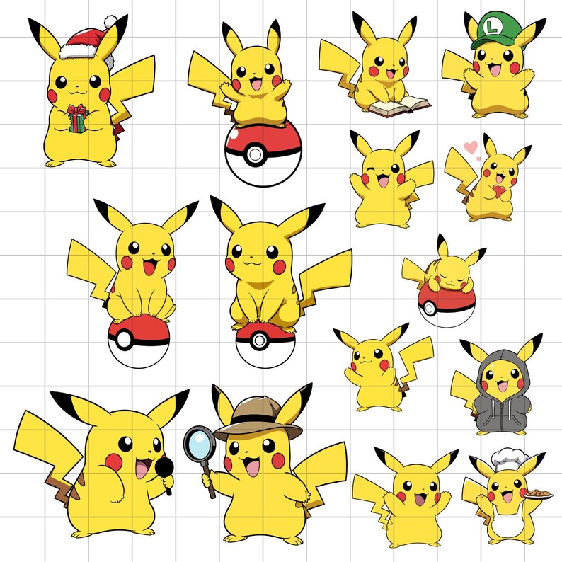 Pikachu Svg Bundle, Pokemon Svg, Pikachu Outline, Pokemon Layered Svg ...