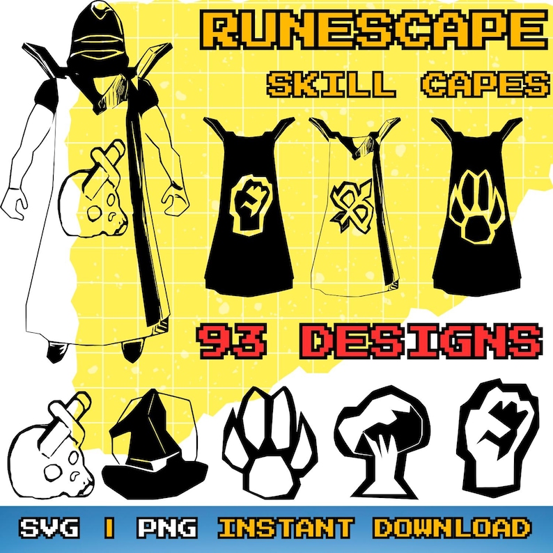 Runescape SVG Bundle, Runescape Cape Svg, OSRS Skill Symbols Old School ...