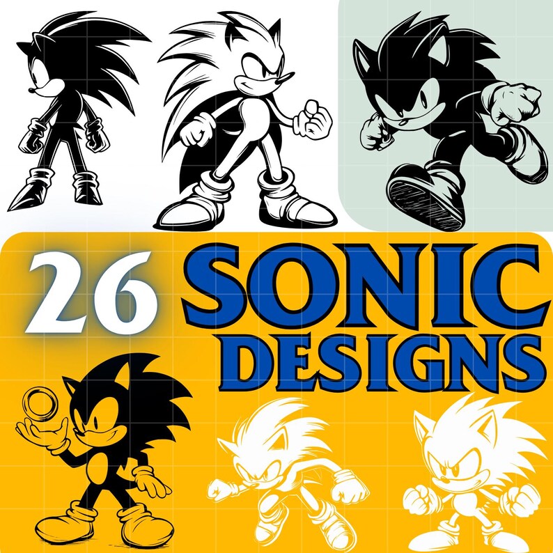 Sonic Svg, Sonic the Hedgehog SVG Bundle, Sonic Outline Svg, Sonic ...