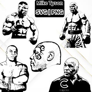 Mike Tyson 5 Design Bundle Vector .SVG and PNG, Boxing Iron Mike ...