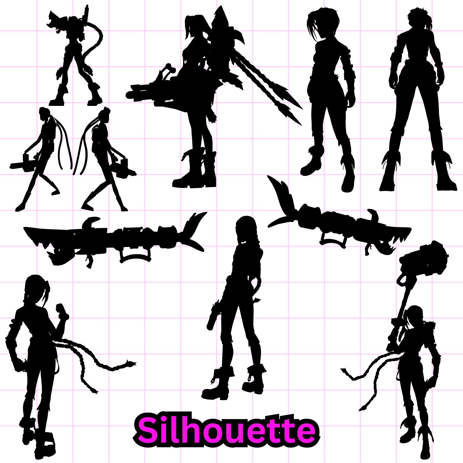 Lot Jinx SVG, Jinx des arcanes, svg League of Legends, silhouette Jinx ...