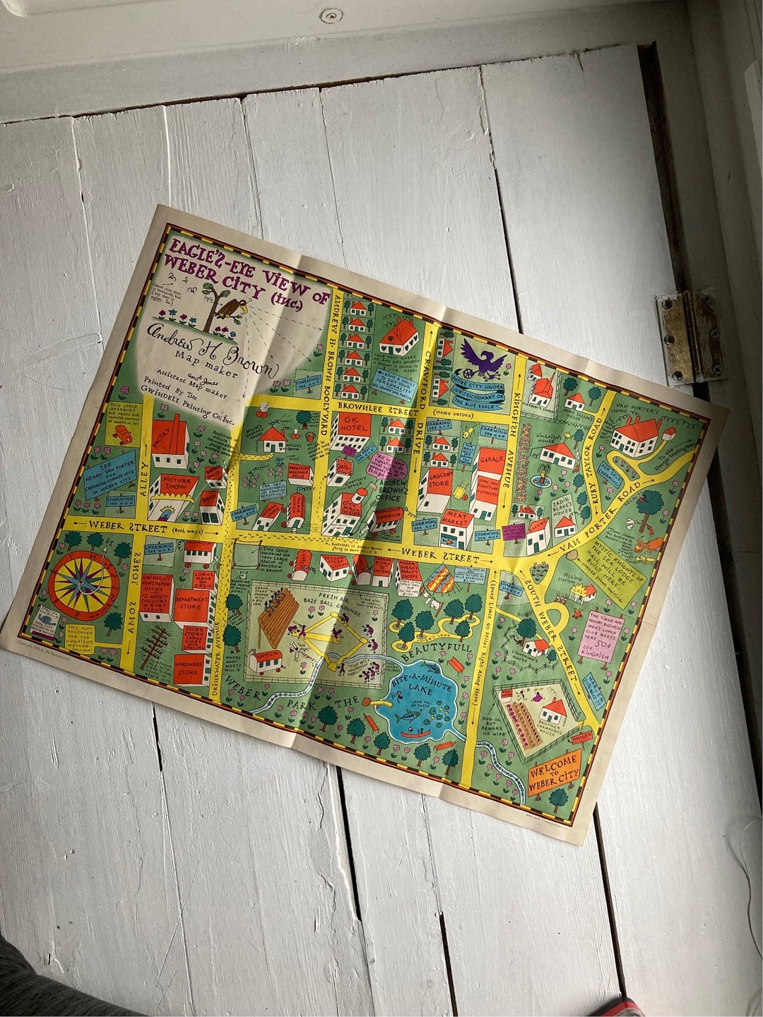 Vintage Map Amos 'N Andy Eagle's Eye View of Weber City - Etsy