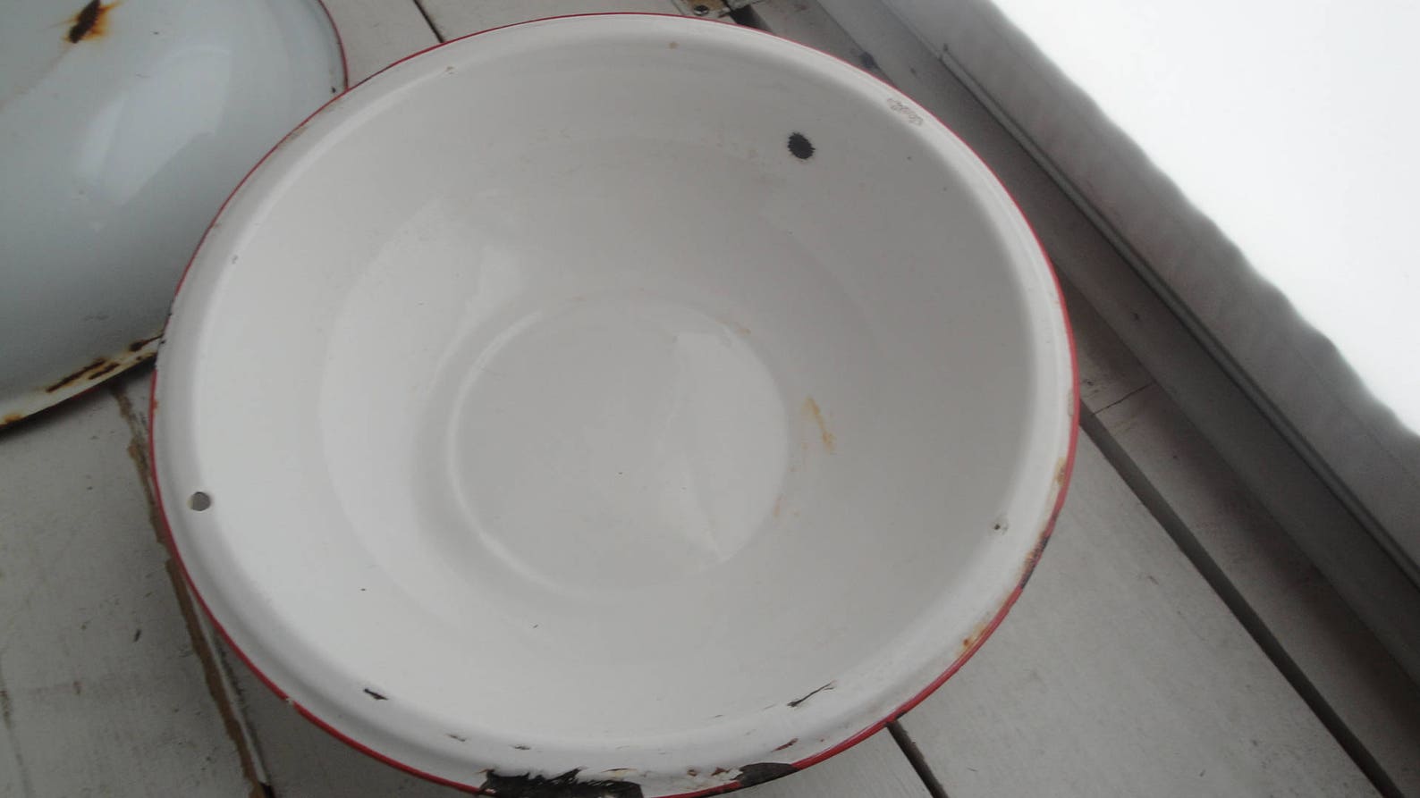 Vintage Enamel Dish Red White Bowl Pan Set of 2 - Etsy