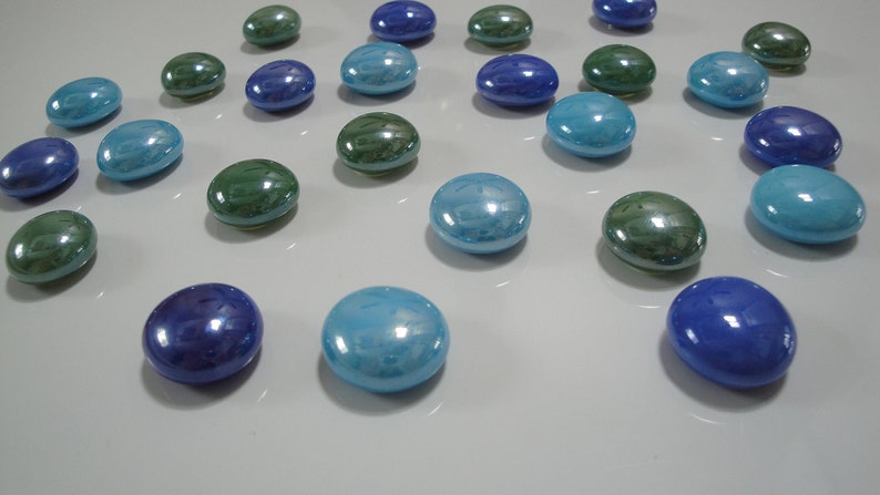 Blues Handmade Glass Pebble Refrigerator Magnets Set of 24 | Etsy