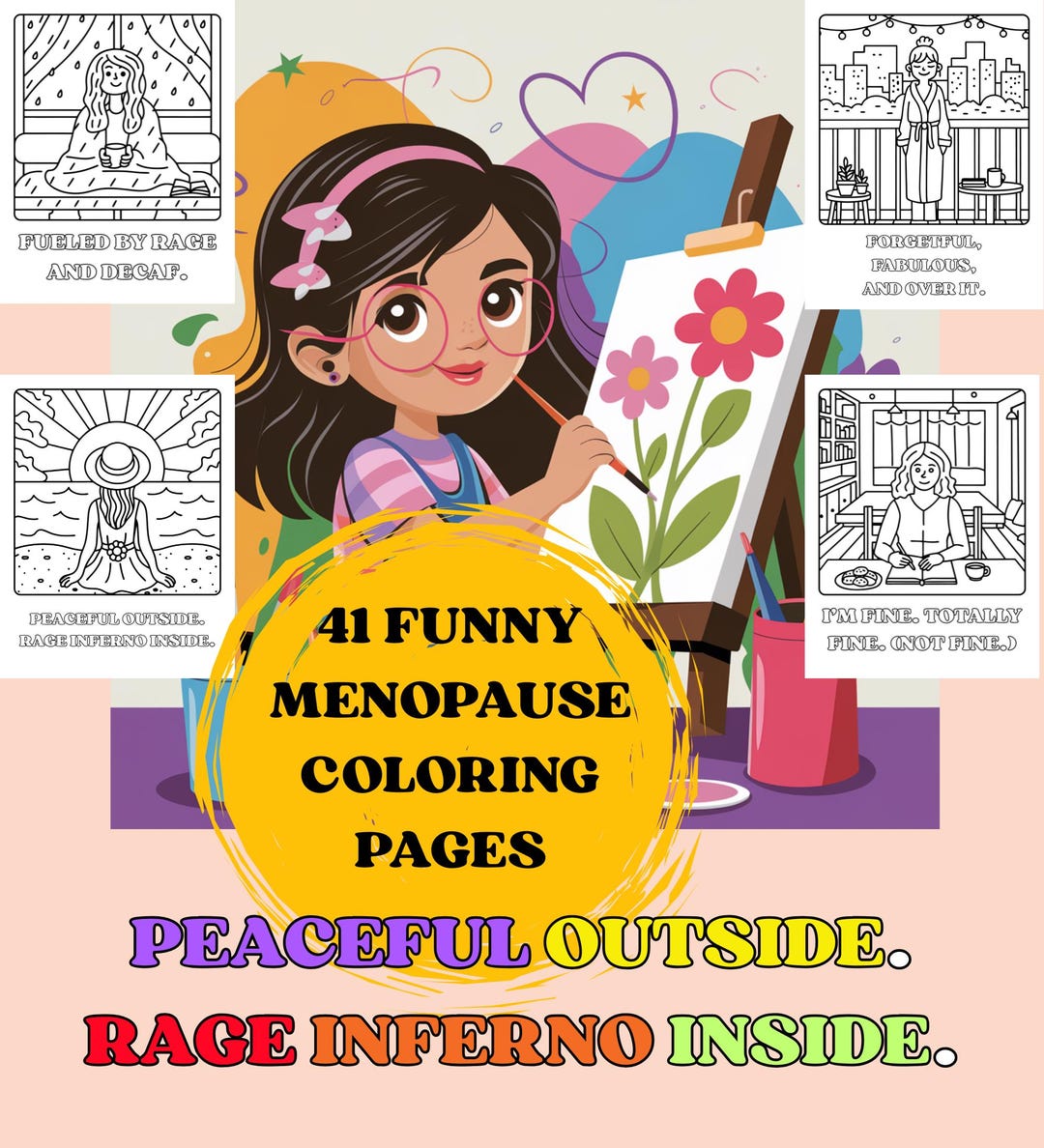 Funny Menopause 41 Coloring Pages, Digital Download– Sweet Scenes ...