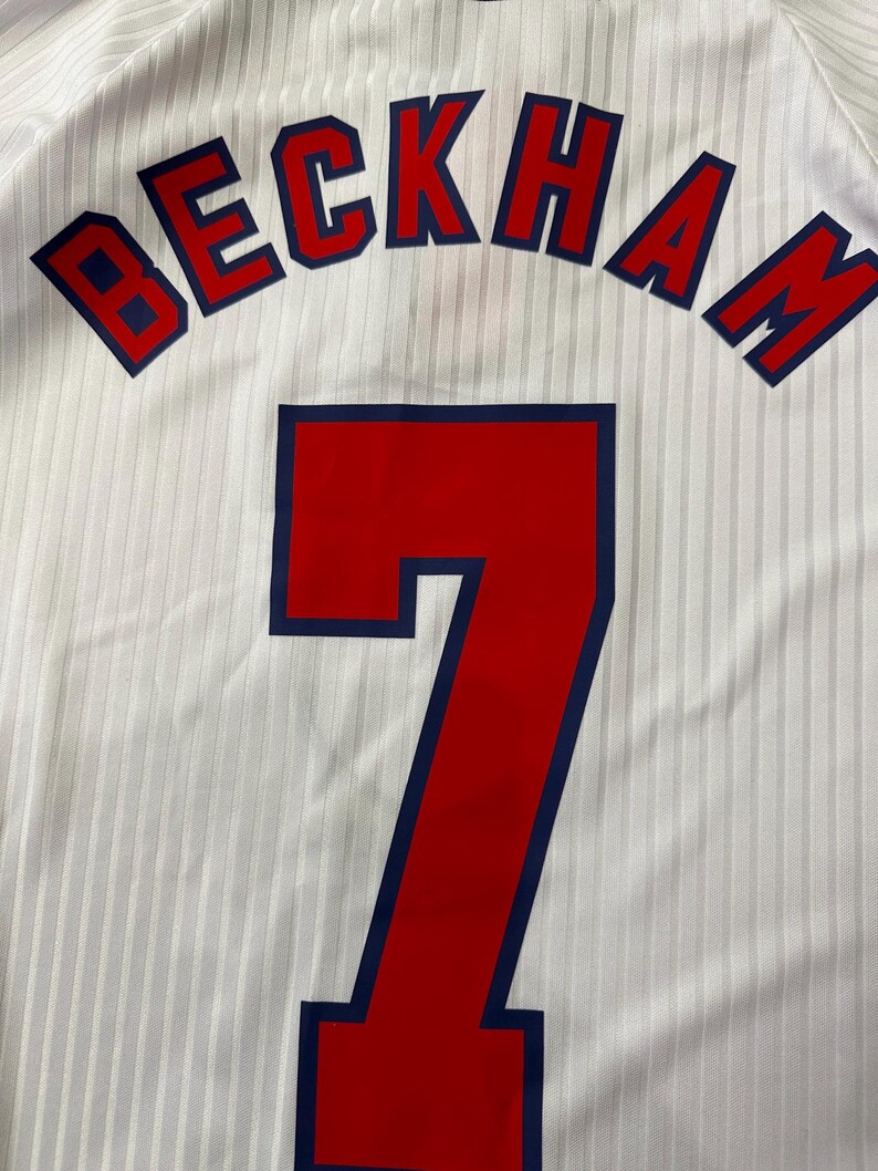 David Beckham 8 England Home Kit World Cup 1998 Soccer Shirt Football ...