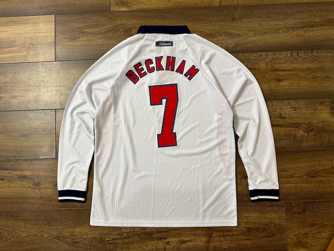 David Beckham 8 England Home Kit World Cup 1998 Soccer Shirt Football ...