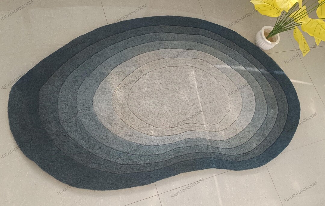 Traditional Kidney Shape Design Rug Hand-tufted Carpet 100%newzealand ...
