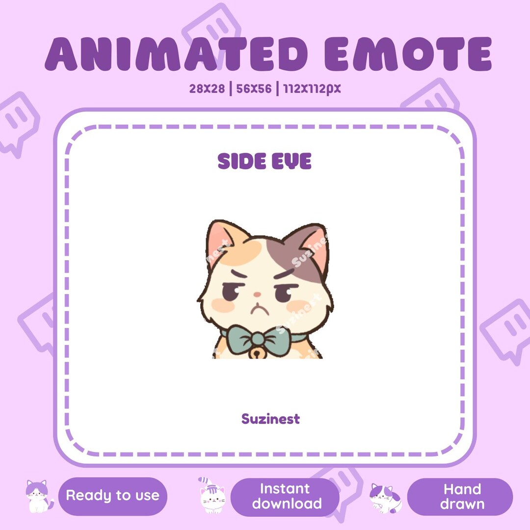 Animated Side Eye Emote |kawaii Emote | Collie Cat Twitch Emote ...
