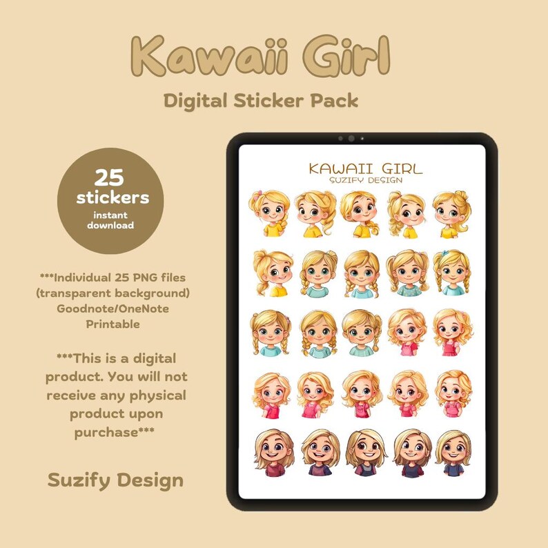 Cute Little Girl, Kawaii & Aesthetic, Digital Sticker Pack/goodnotes ...