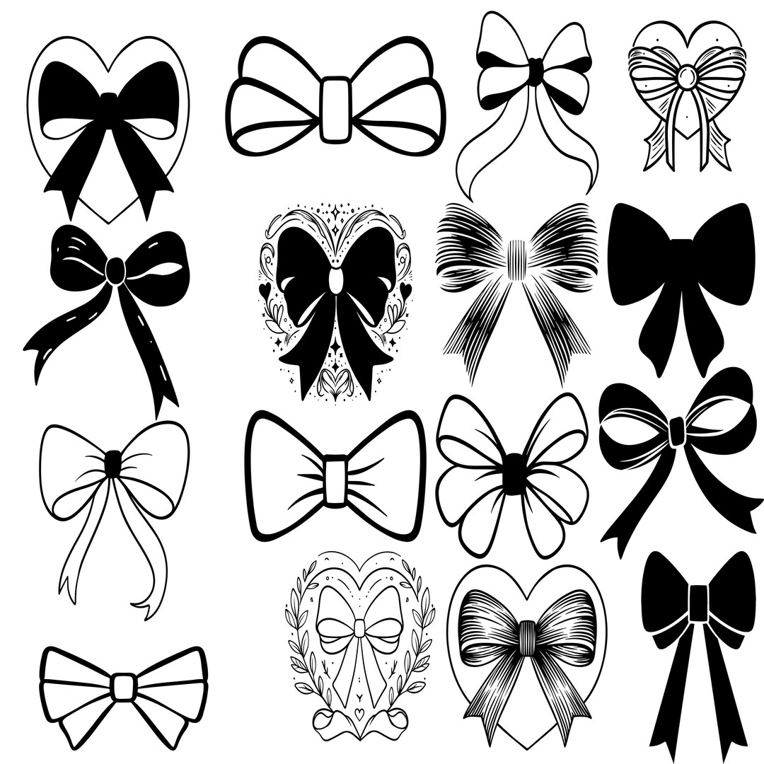 Ribbon Bow SVG Bundle Outline Clipart - Etsy
