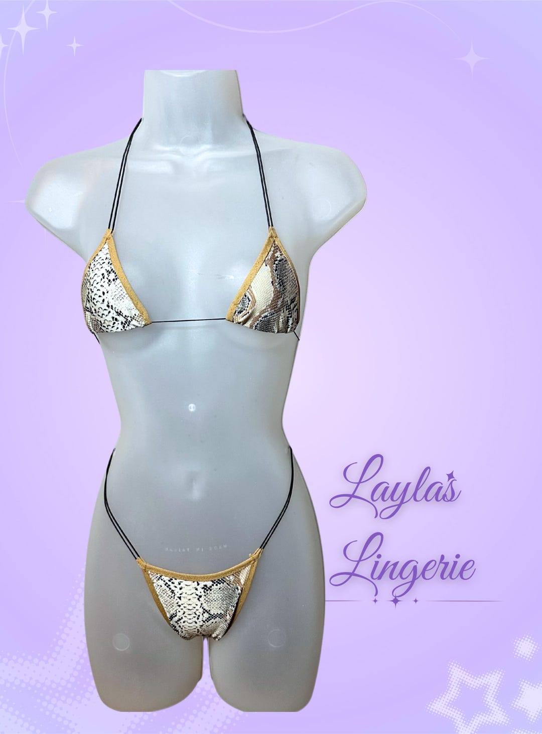 Snakeskin Print Exotic Dancewear Two Piece Microkini Thong Set ...