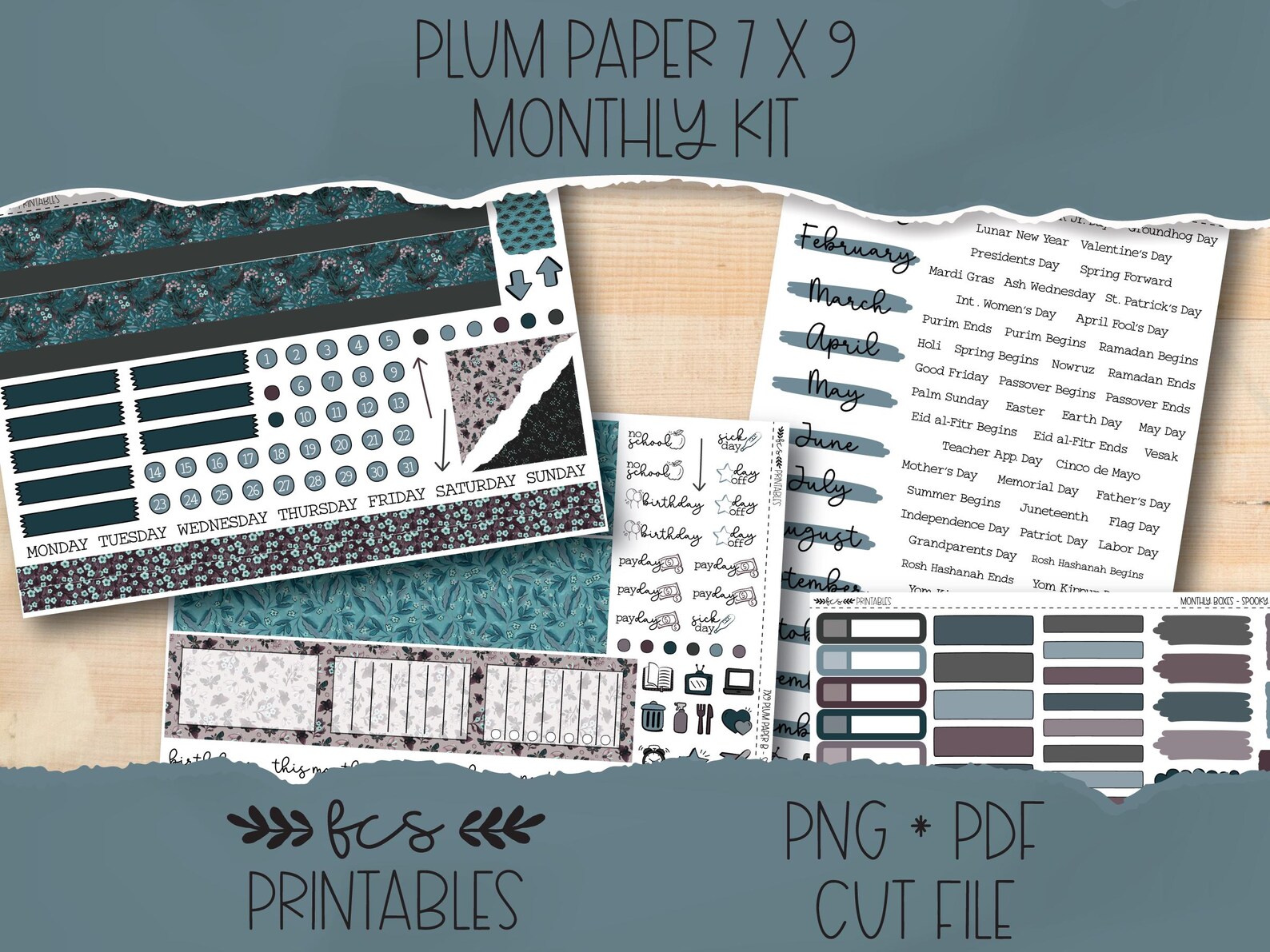 SPOOKY SEASON Plum Paper 7x9 Printable Monthly Sticker Kit - Etsy