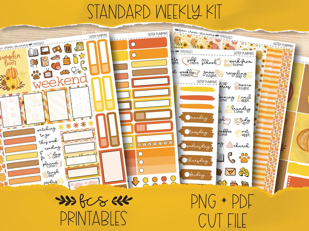 GLITTER PUMPKINS Weekly Printable Sticker Kit - Etsy