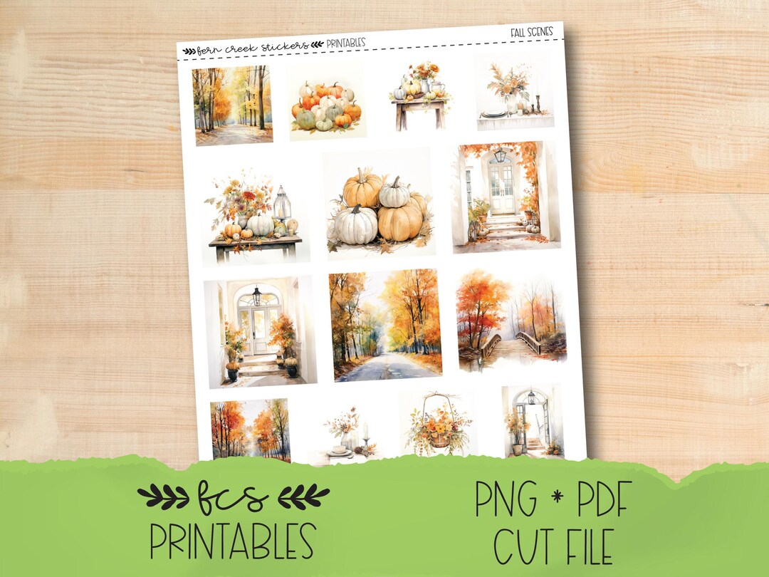 Printable FALL SCENES DECO Stickers - Etsy