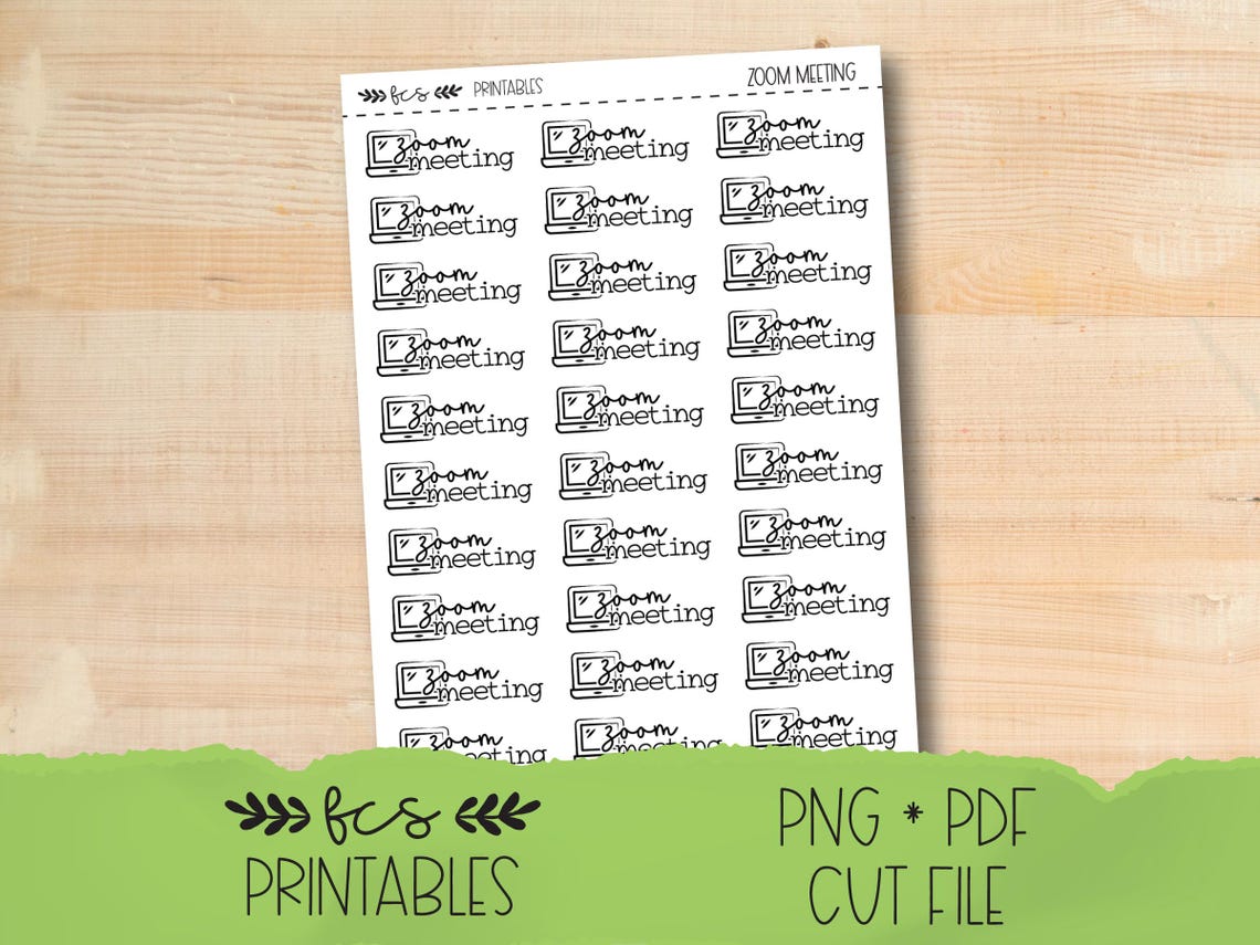 Printable ZOOM MEETING Doodle Script Stickers in Four Colorways - Etsy