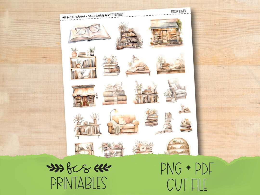 Printable BOOK LOVER DECO Stickers - Etsy