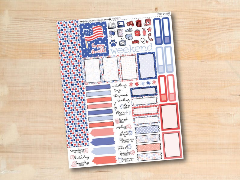 STARS & STRIPES Weekly Printable Sticker Kit - Etsy