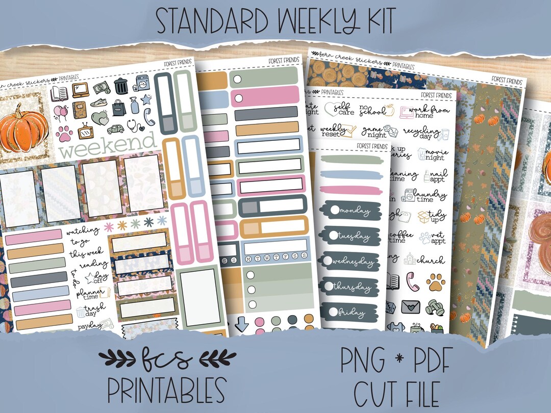FOREST FRIENDS Weekly Printable Sticker Kit - Etsy