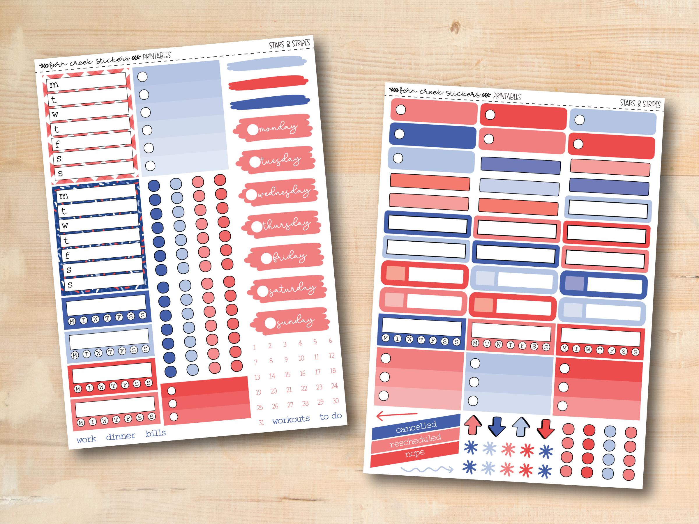 STARS & STRIPES Weekly Printable Sticker Kit - Etsy