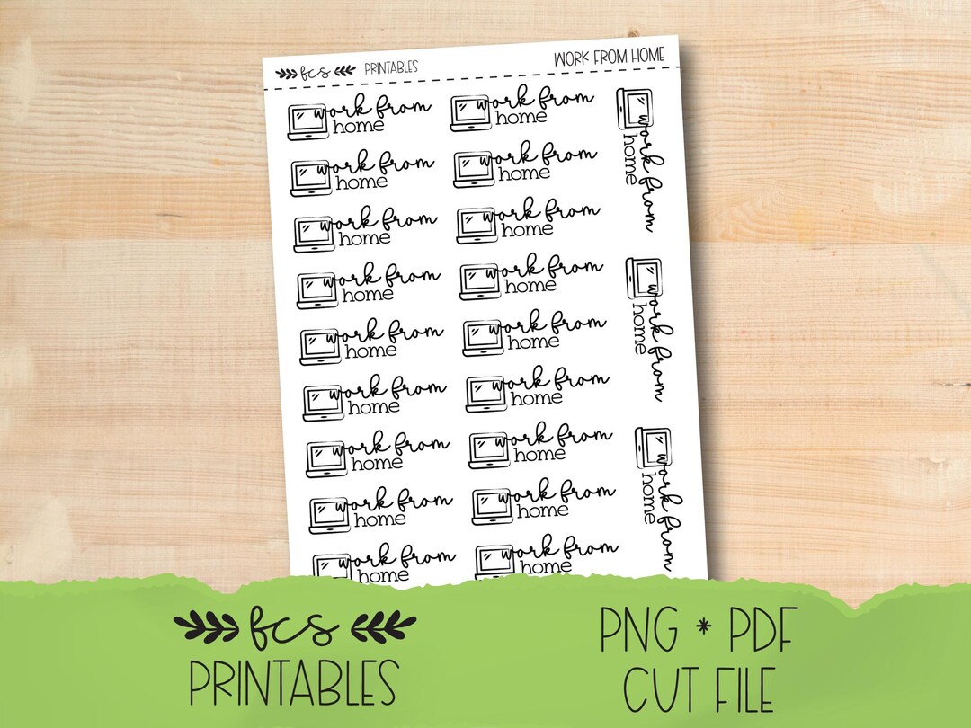 Printable WORK FROM HOME Doodle Script Stickers in Four Colorways - Etsy