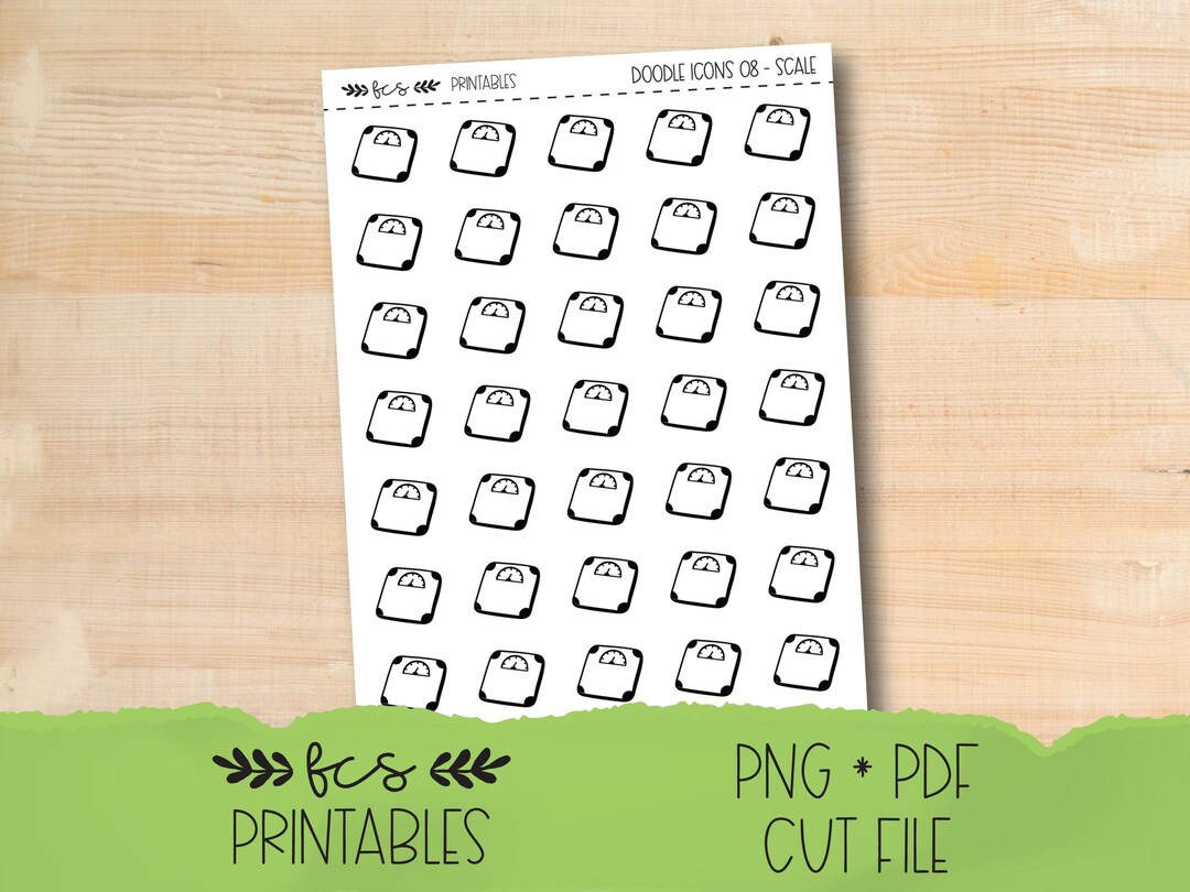 Printable SCALE Doodle Icon Stickers in Four Colorways - Etsy