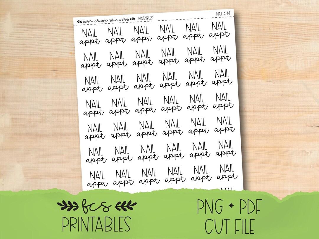 Printable NAIL APPT Script Duo Stickers in Four Colorways - Etsy